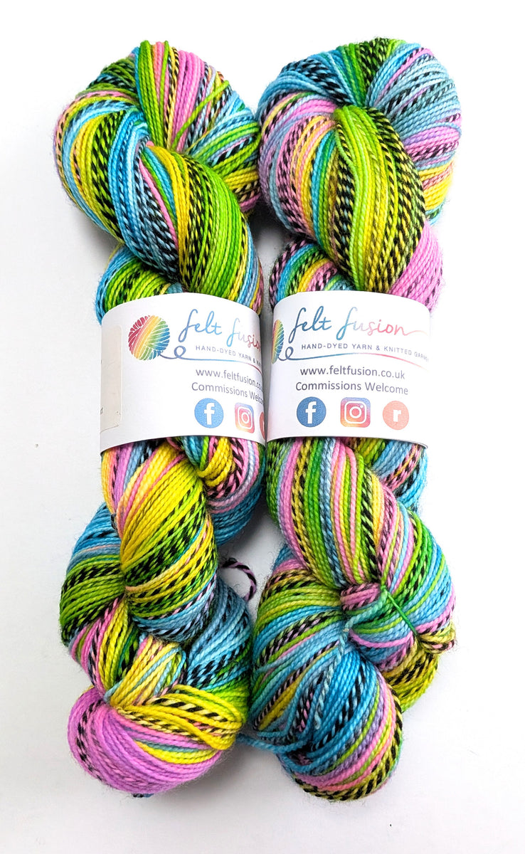 Italy on high twist superwash merino/nylon "Zebra" sock yarn. – Felt Fusion