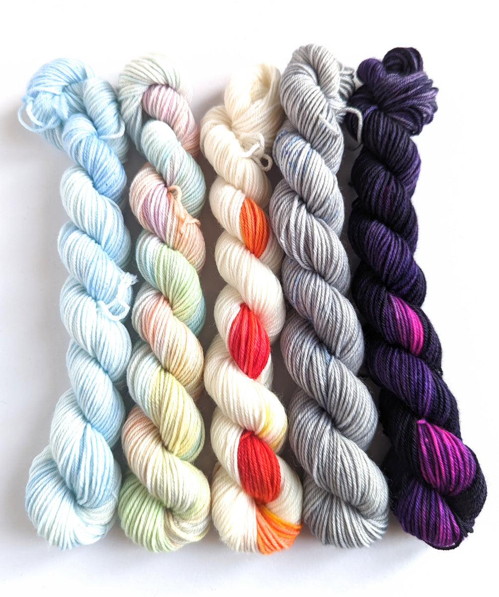 Periodic Table of Yarn, elements 1-5. 5 x 20g mini skein set. – Felt Fusion